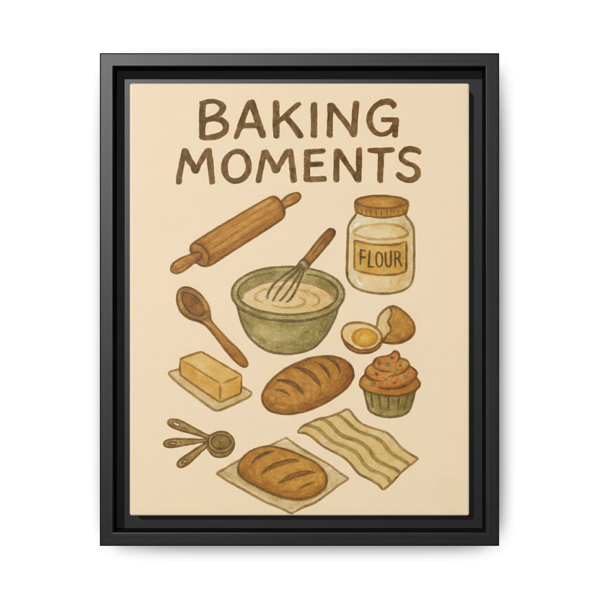 Baking Moments Framed Kitchen Canvas Wall Art – Flour Covered Home